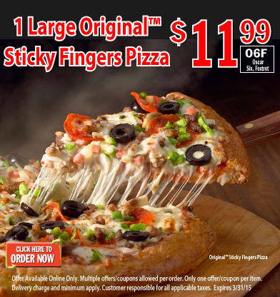 1 Large Original Sticky Fingers Pizza...