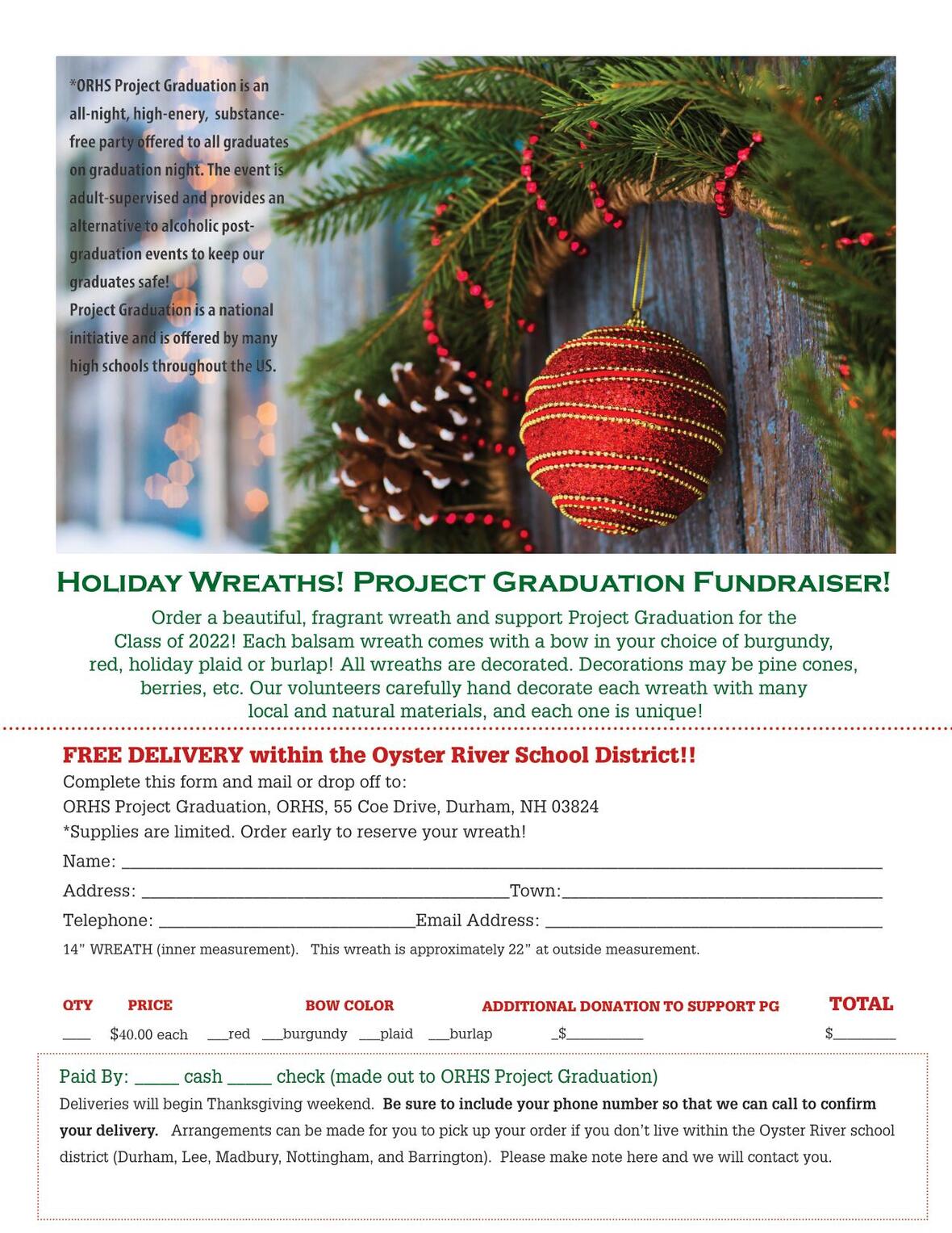 Christmas Wreath Order Form Printable - Printable Forms Free Online