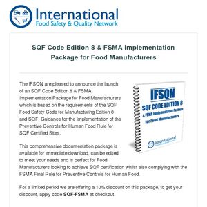 The IFSQN launch an SQF Code Edition 8 & FSMA Implementation Package ...