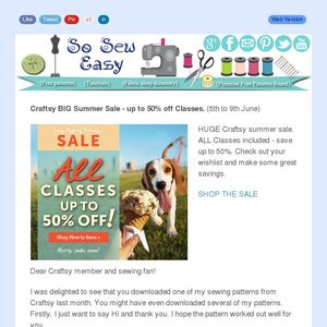 Your Craftsy pattern download and HUGE sale