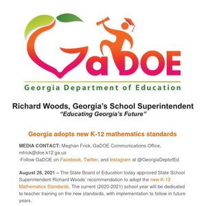 Georgia adopts new K-12 mathematics standards