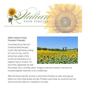 Italian Food Forever Newsletter - August 11th, 2015