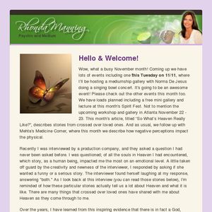 Rhonda Manning, Psychic Medium ~ Newsletter ~ November 2014